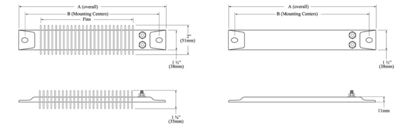 110v-240v 725W Ceramic Fin Electric Stainless Steel 304 Finned Strip Heater